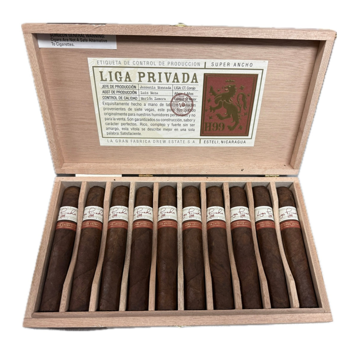 Liga h99 Super Ancho Box 10 count box – Secreto Cigar Bar